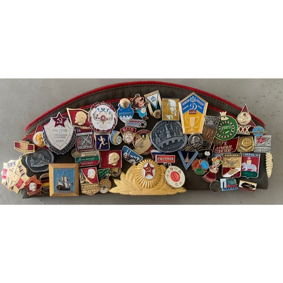 Accessories | Vintage Russian Military Hat Cap56 W 53 Pins Patches ...